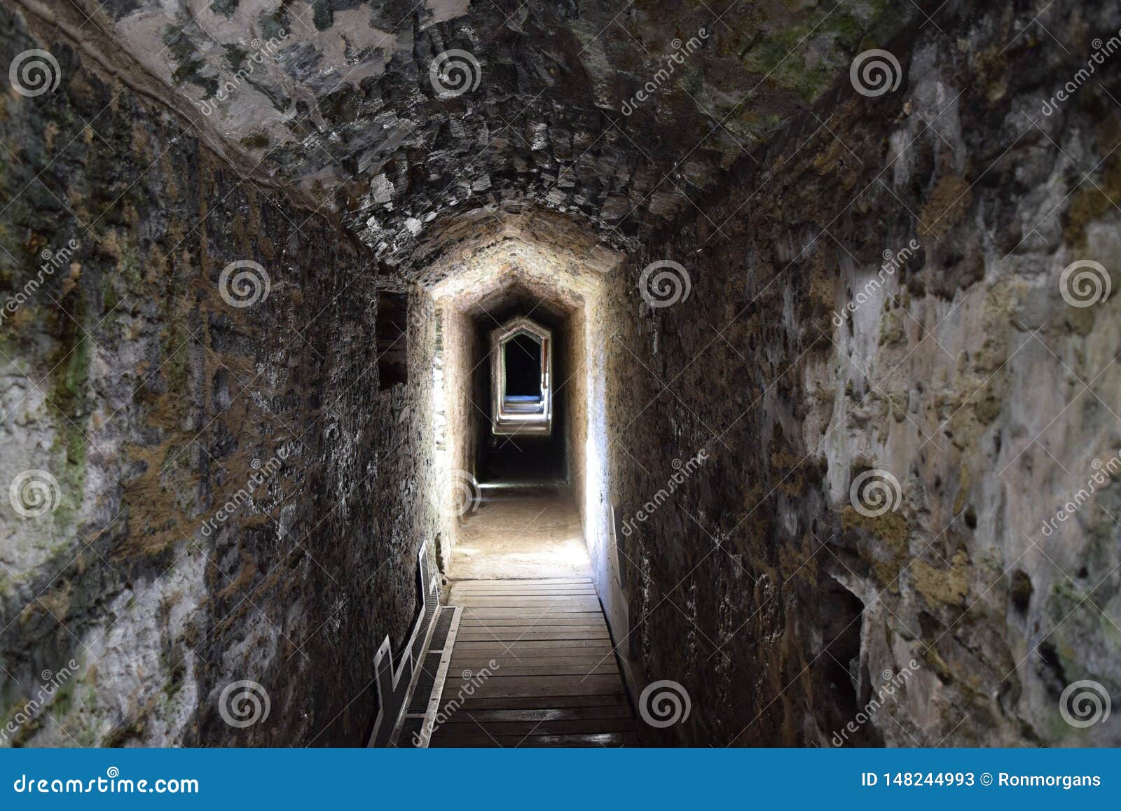 Medieval Caerphilly Castle Corridor Stock Image - Image of century ...