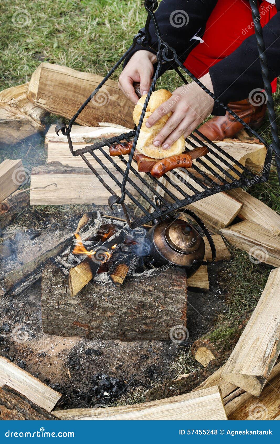 Medieval campfire stock photo. Image of dinner, iron - 57455248