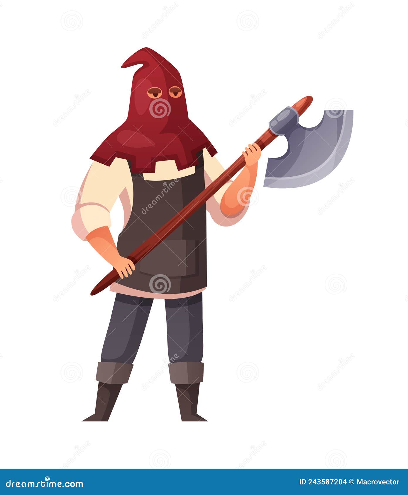 Medieval Masked Henchman With Big Shiny Axe Vector Illustration ...