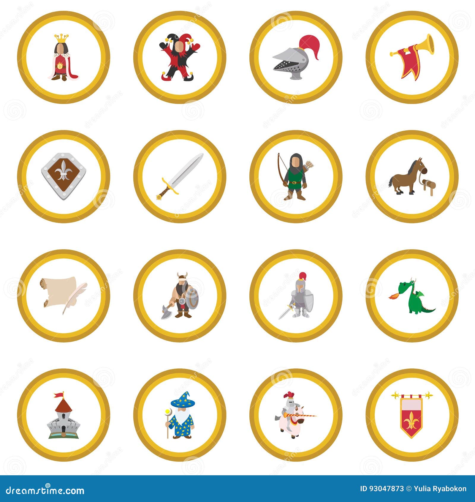 Medieval Cartoon Icon Circle Stock Vector - Illustration of archer ...