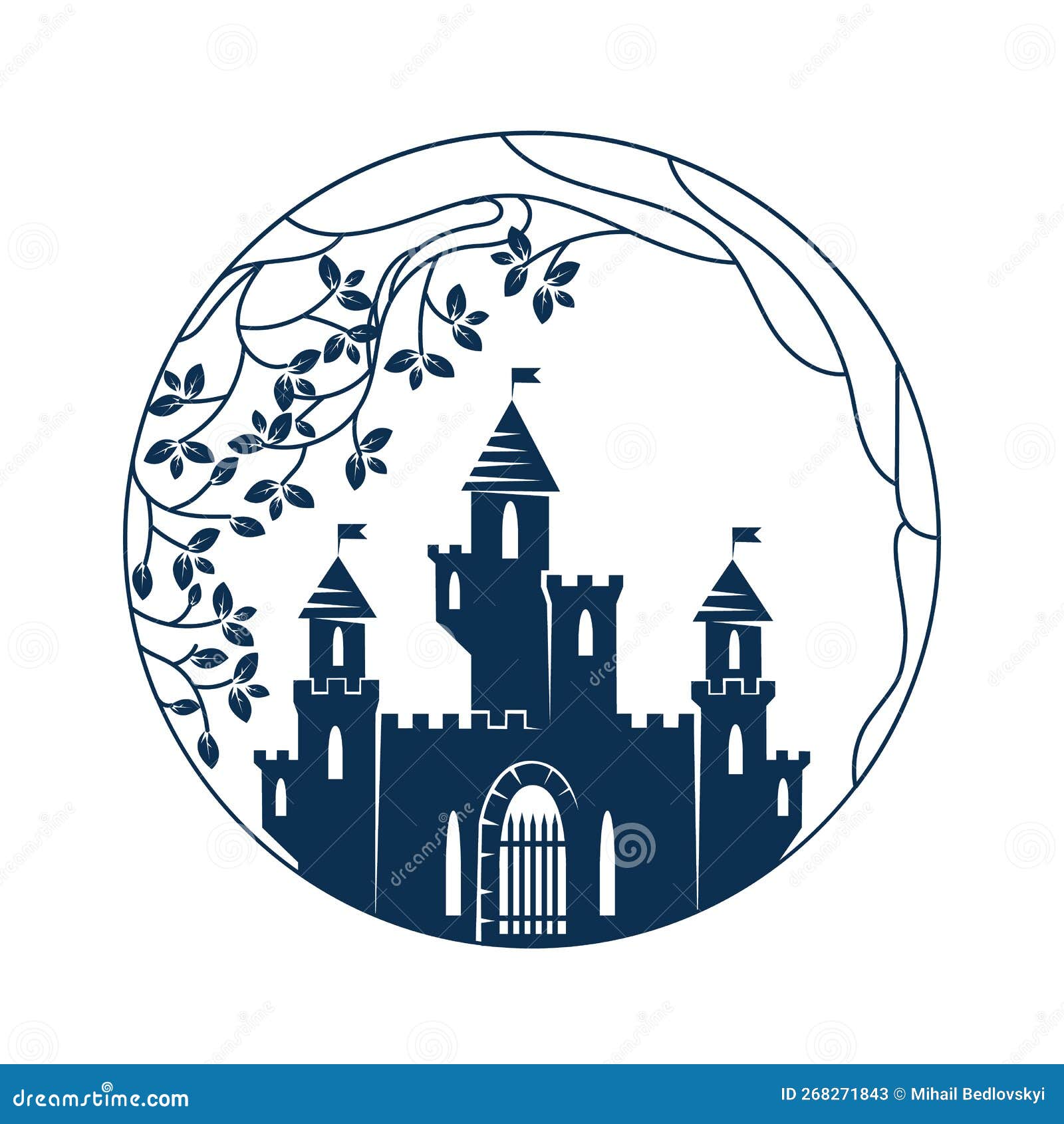 Vector Emblem with a Medieval Castle Stock Vector - Illustration of ...