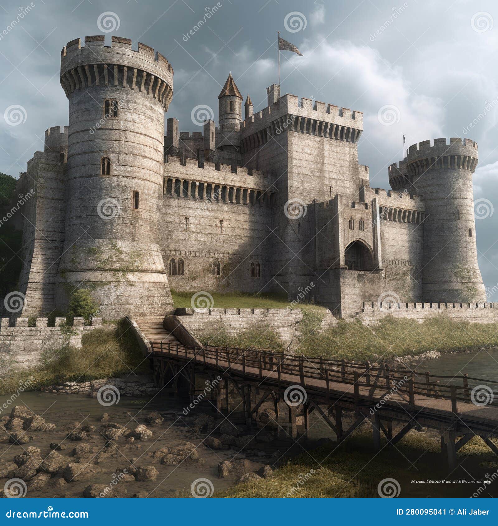 Medieval Castle Ai Generative Illustration Stock Illustration ...