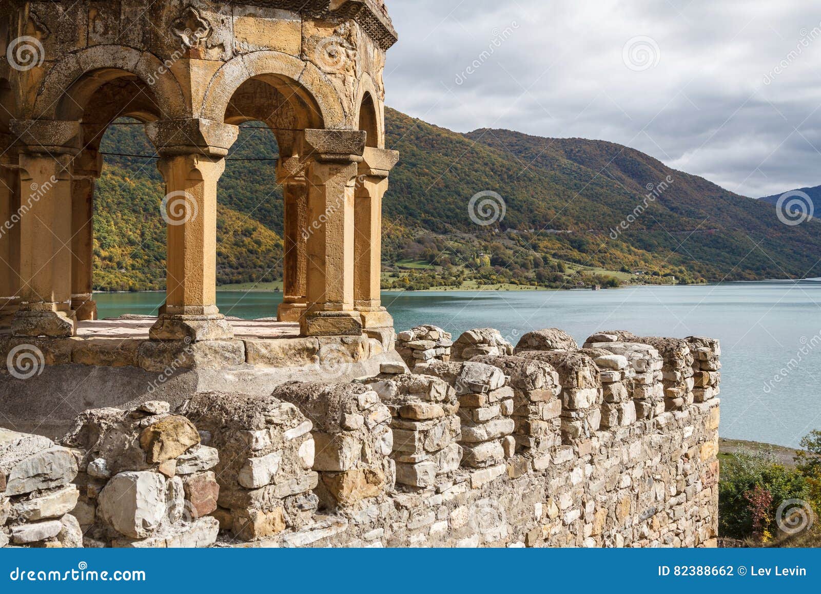 Medieval castle of Ananuri stock photo. Image of monastery - 82388662
