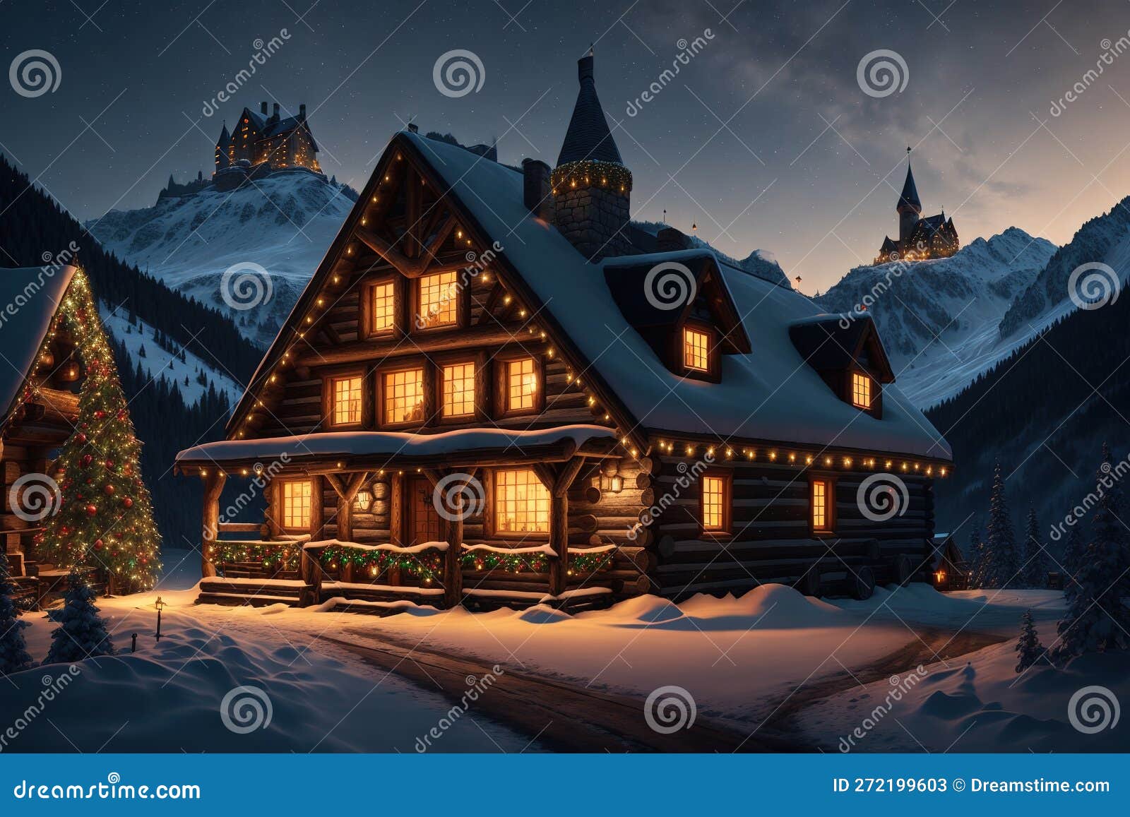 Medieval Castle As a Rustic Mountain Cabin Stock Illustration ...
