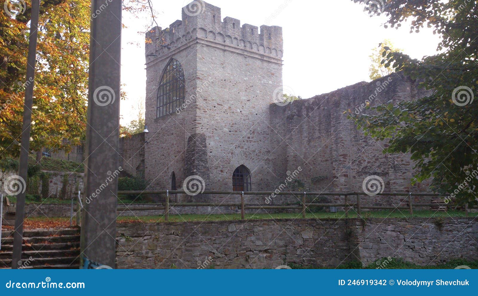 Medieval castle in autumn stock photo. Image of ruins - 246919342