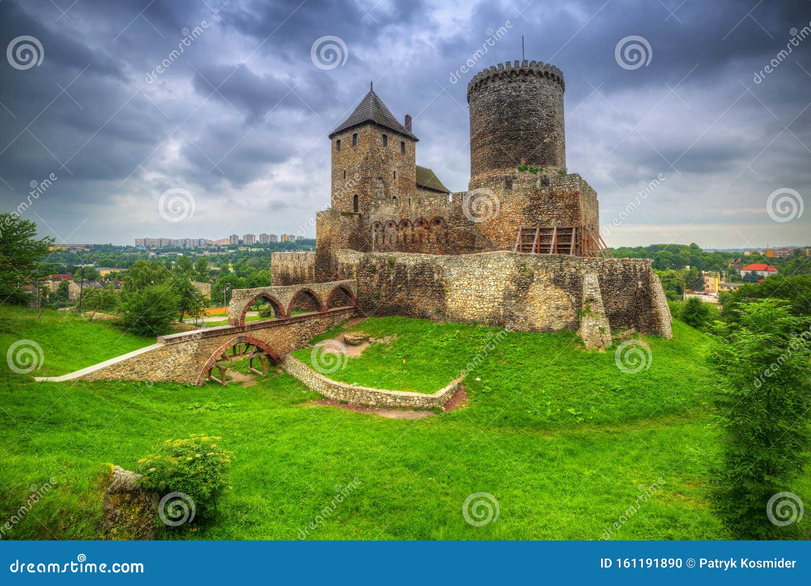 Medieval Castle in Bedzin at Dusk, Poland Stock Photo - Image of castle ...