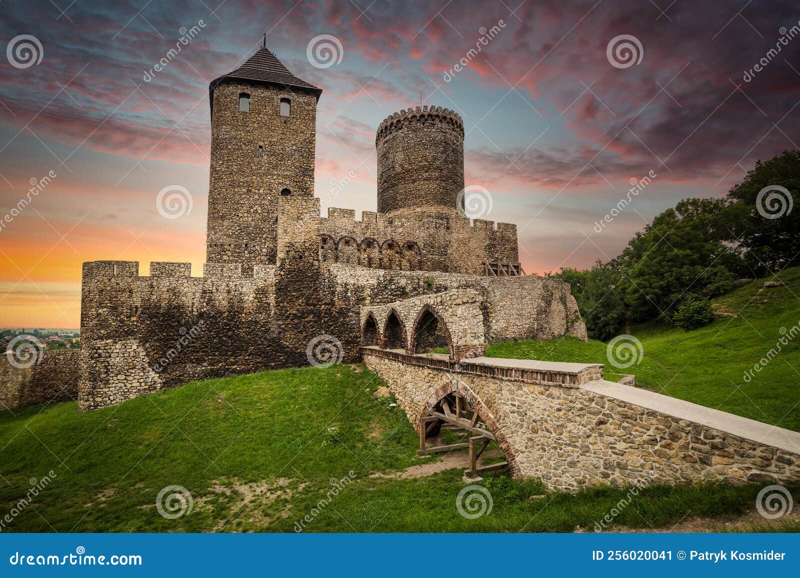 Medieval Castle in Bedzin at Sunset, Poland Stock Image - Image of ...