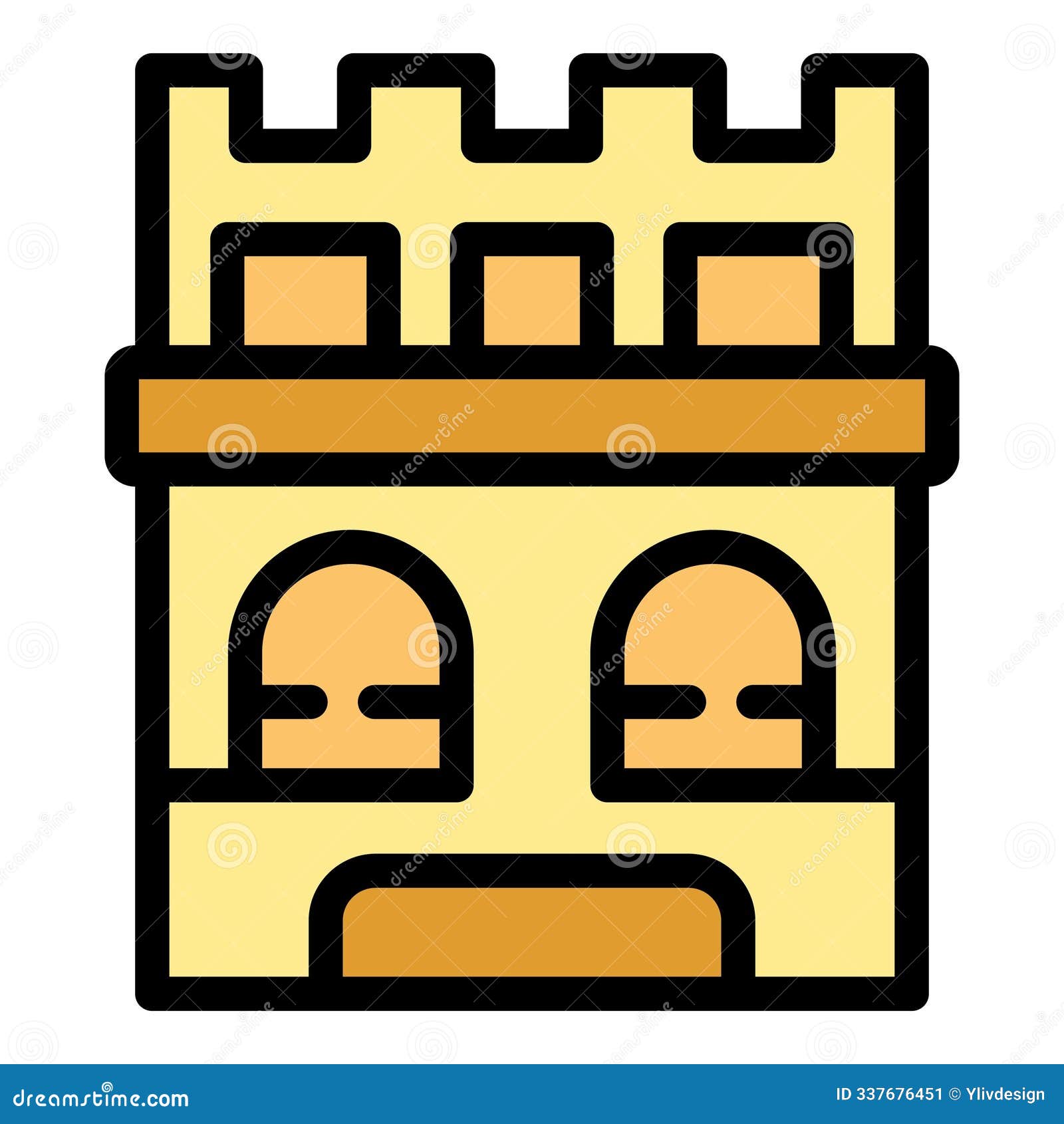 Medieval Castle Building Facade Featuring Battlements And Windows Icon ...