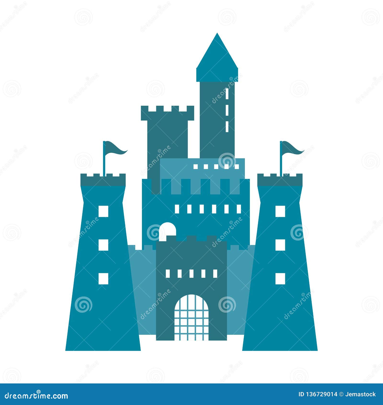 Medieval castle building stock vector. Illustration of hill - 136729014