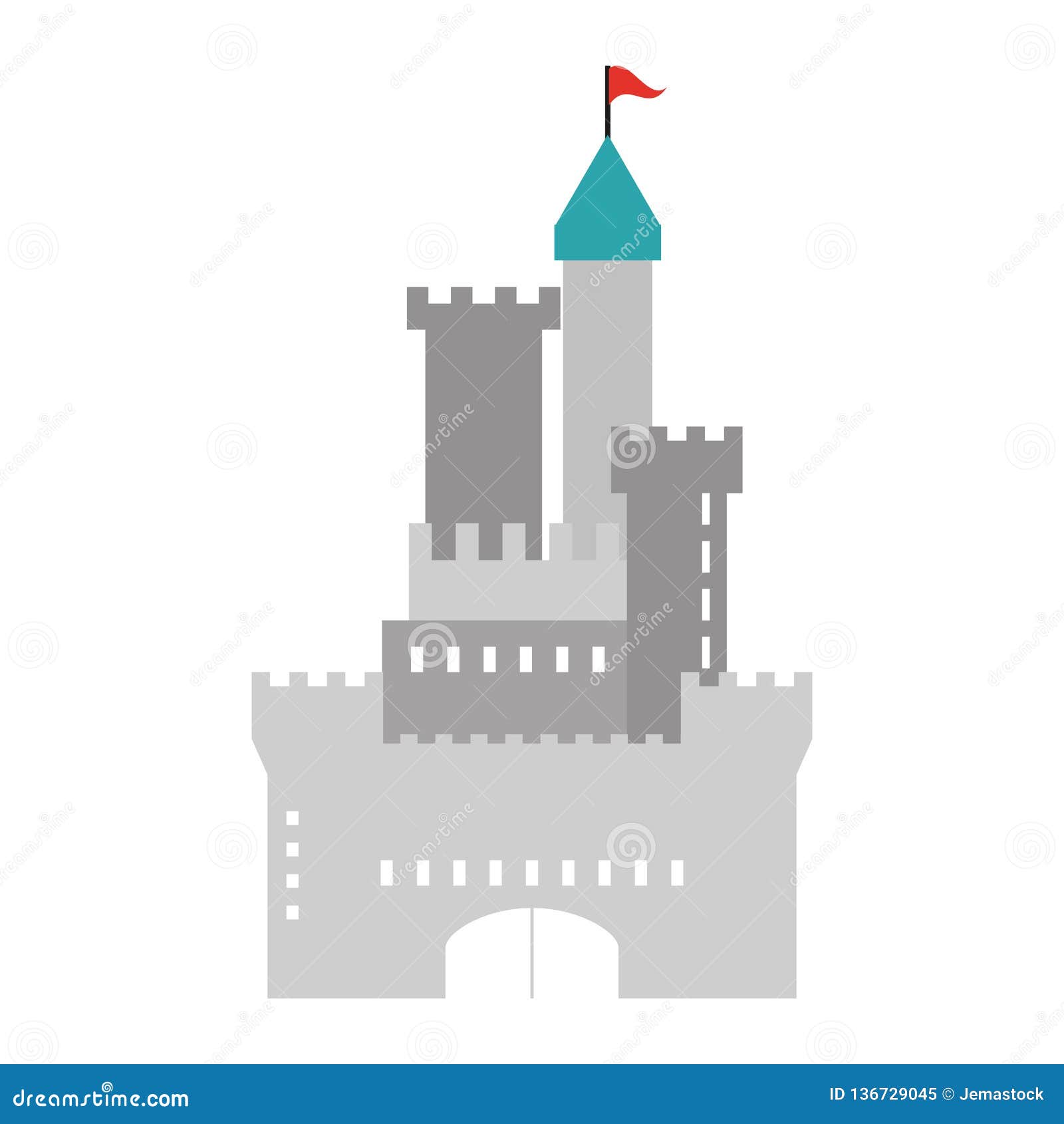 Medieval castle building stock vector. Illustration of mountain - 136729045