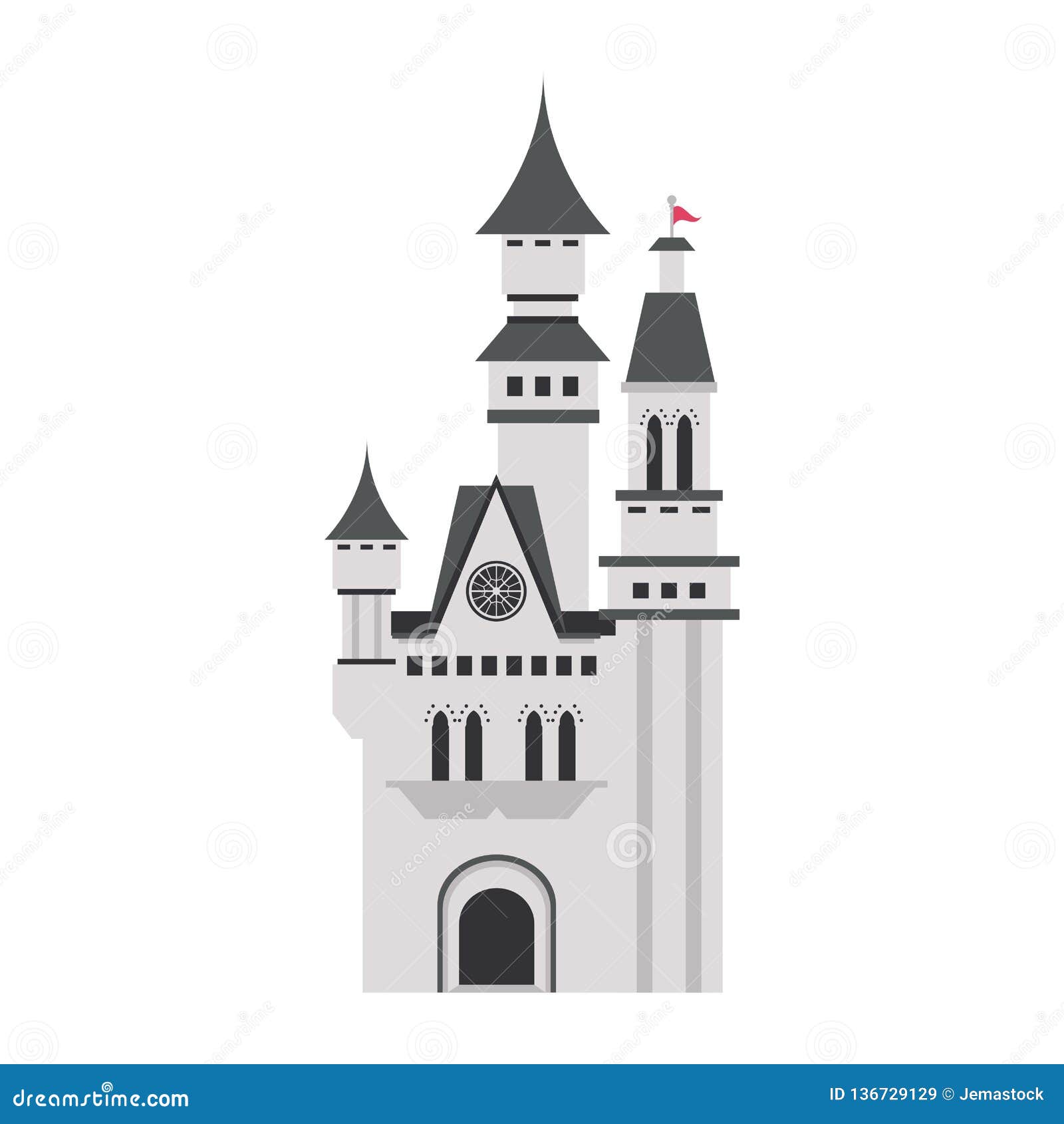 Medieval castle building stock vector. Illustration of palace - 136729129