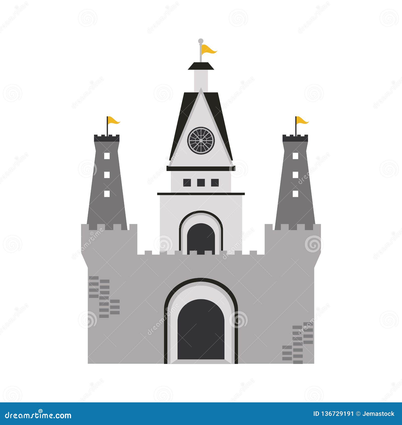 Medieval castle building stock vector. Illustration of fairy - 136729191