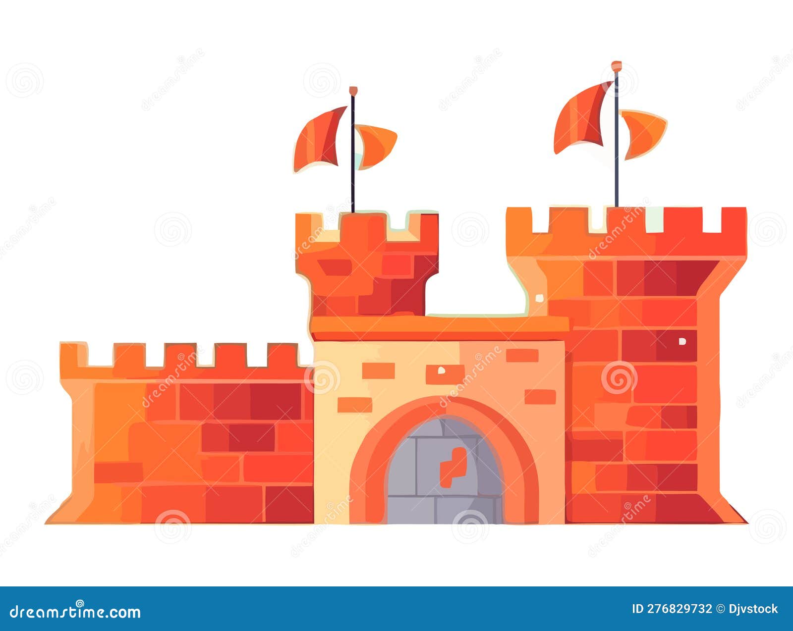 Medieval Castle Cartoon with Flags Stock Vector - Illustration of flag ...
