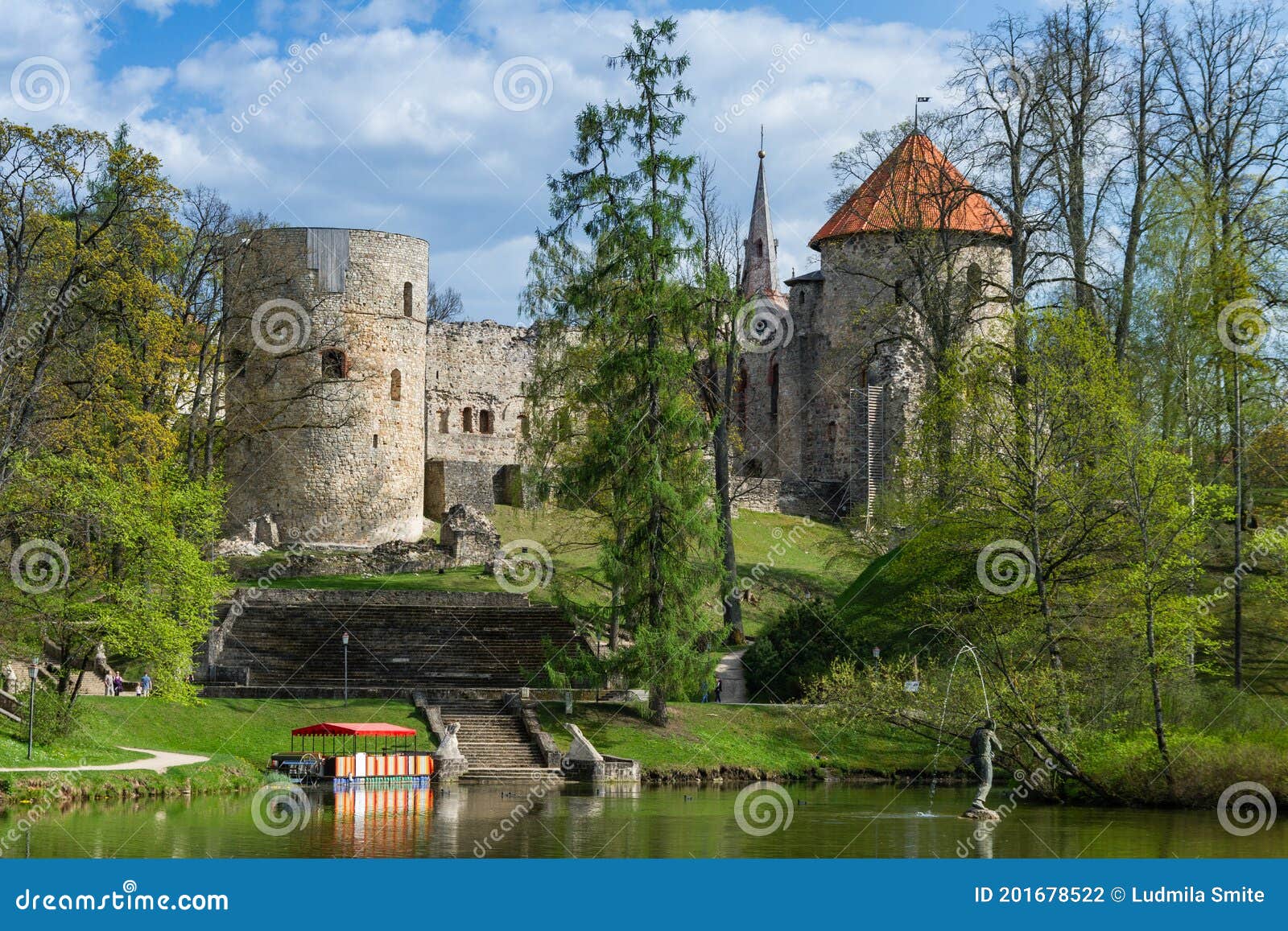 Medieval castle in Cesis stock photo. Image of natural - 201678522