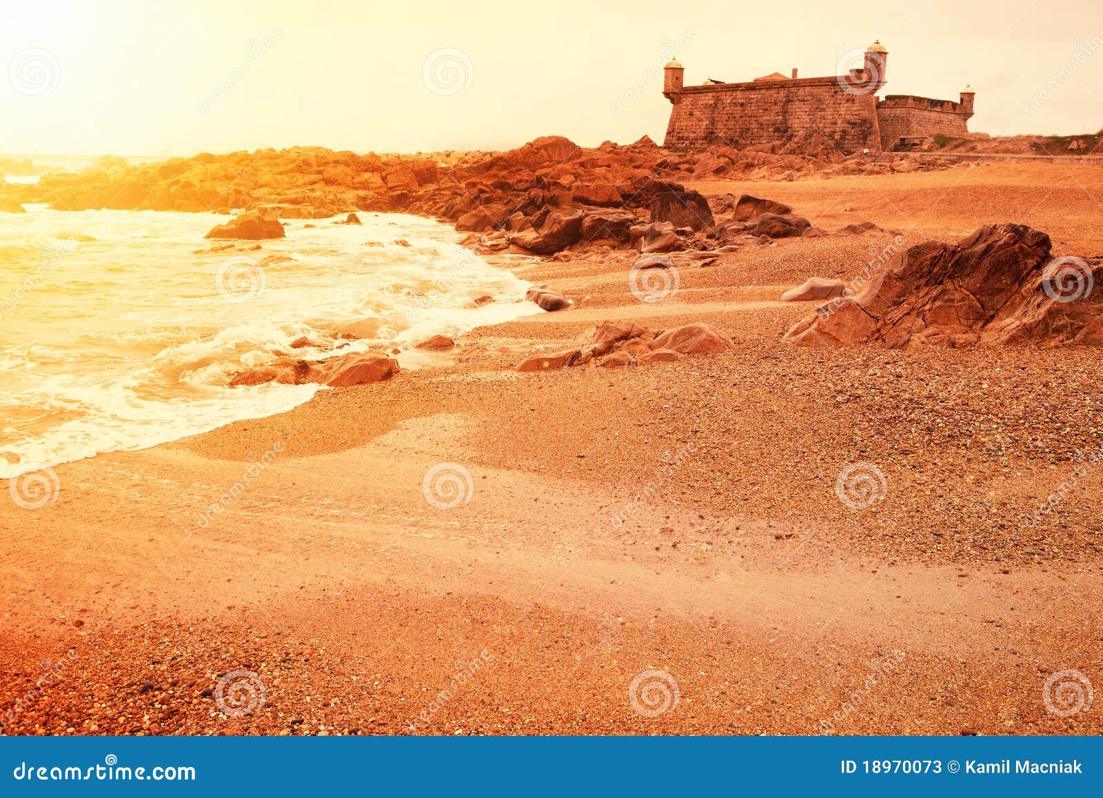 Medieval castle on a coast stock image. Image of nature - 18970073