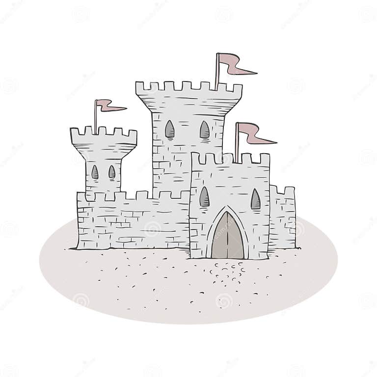 Medieval castle draw stock vector. Illustration of building - 318395597