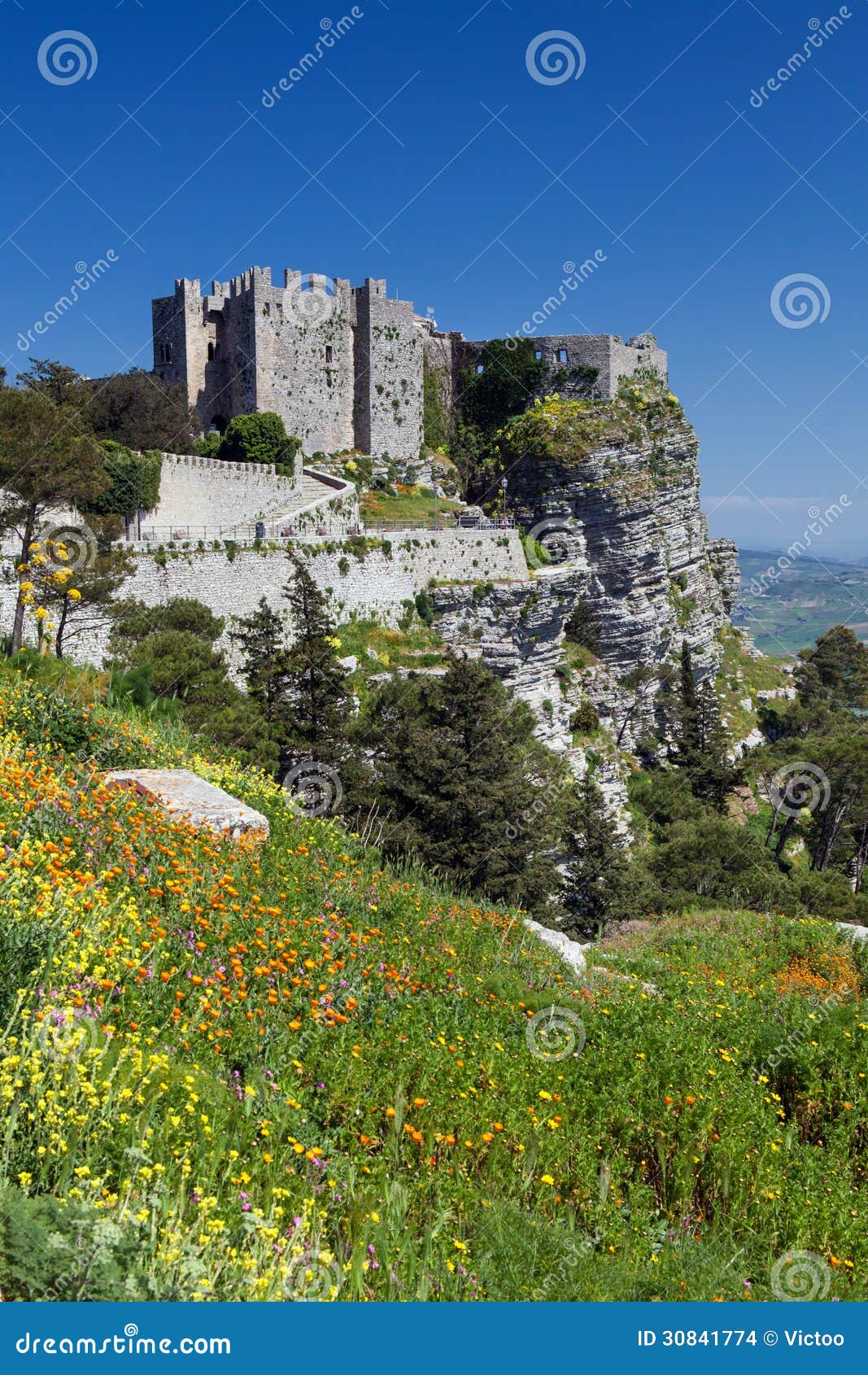 Erice, Sicily, Italy. Castello Pepoli, Medieval And Norman Castle ...