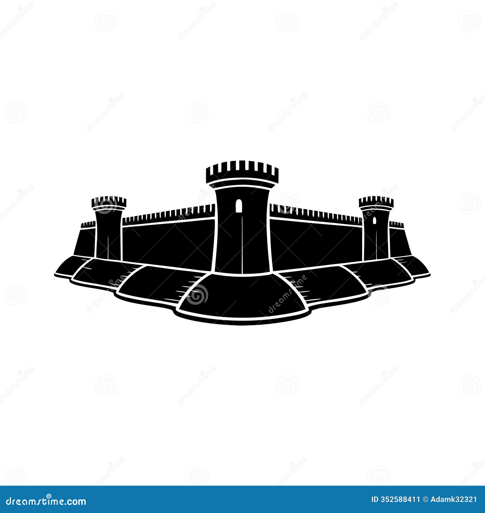 Medieval Castle Fortification Vector Illustration For Historical ...