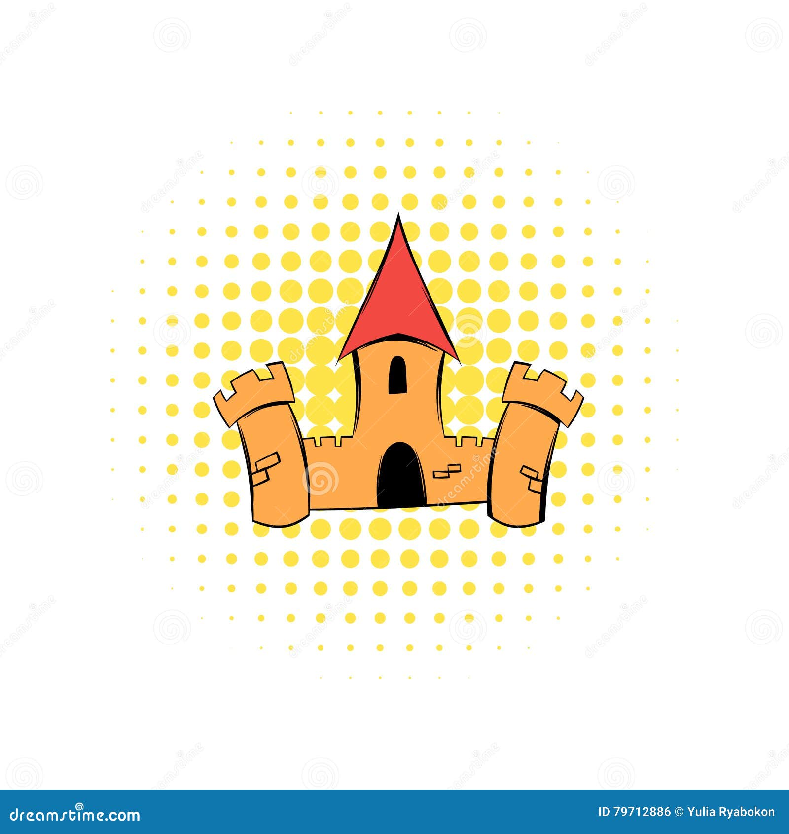 Medieval Castle Fortress Comics Icon Vector Illustration ...