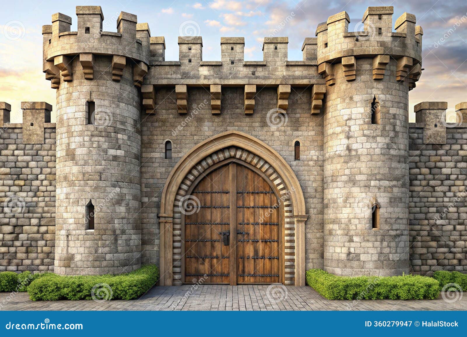 Medieval Castle Gate or Wall Background 3D Illustration Stock ...