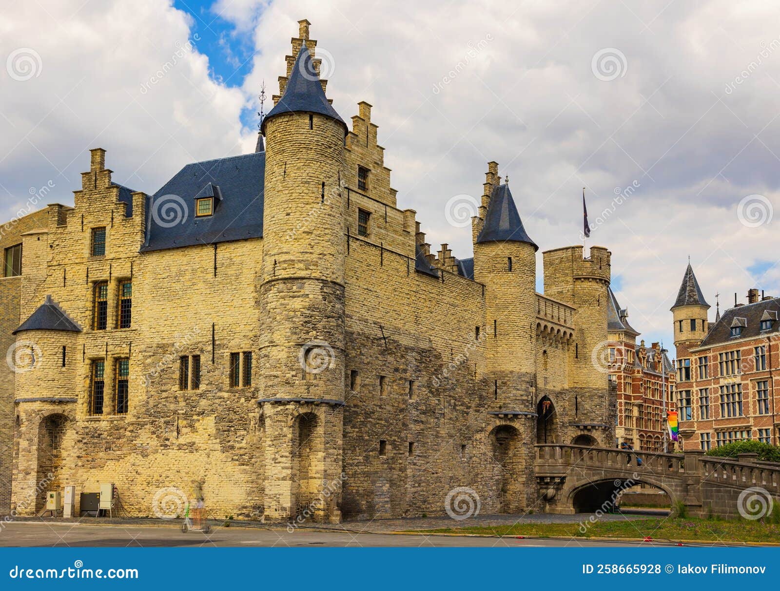 Medieval Castle Het Steen in Antwerp, Belgium Stock Photo - Image of ...