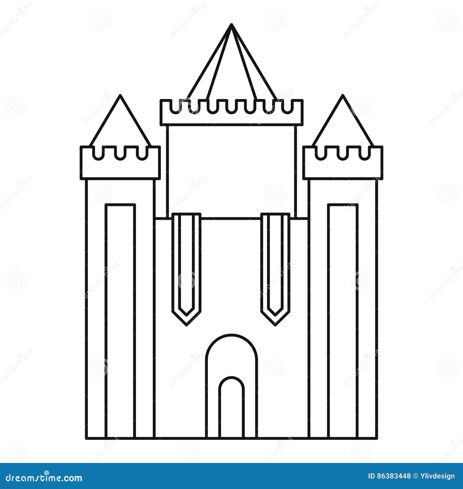 Medieval Castle Icon, Outline Style Stock Vector - Illustration of ...