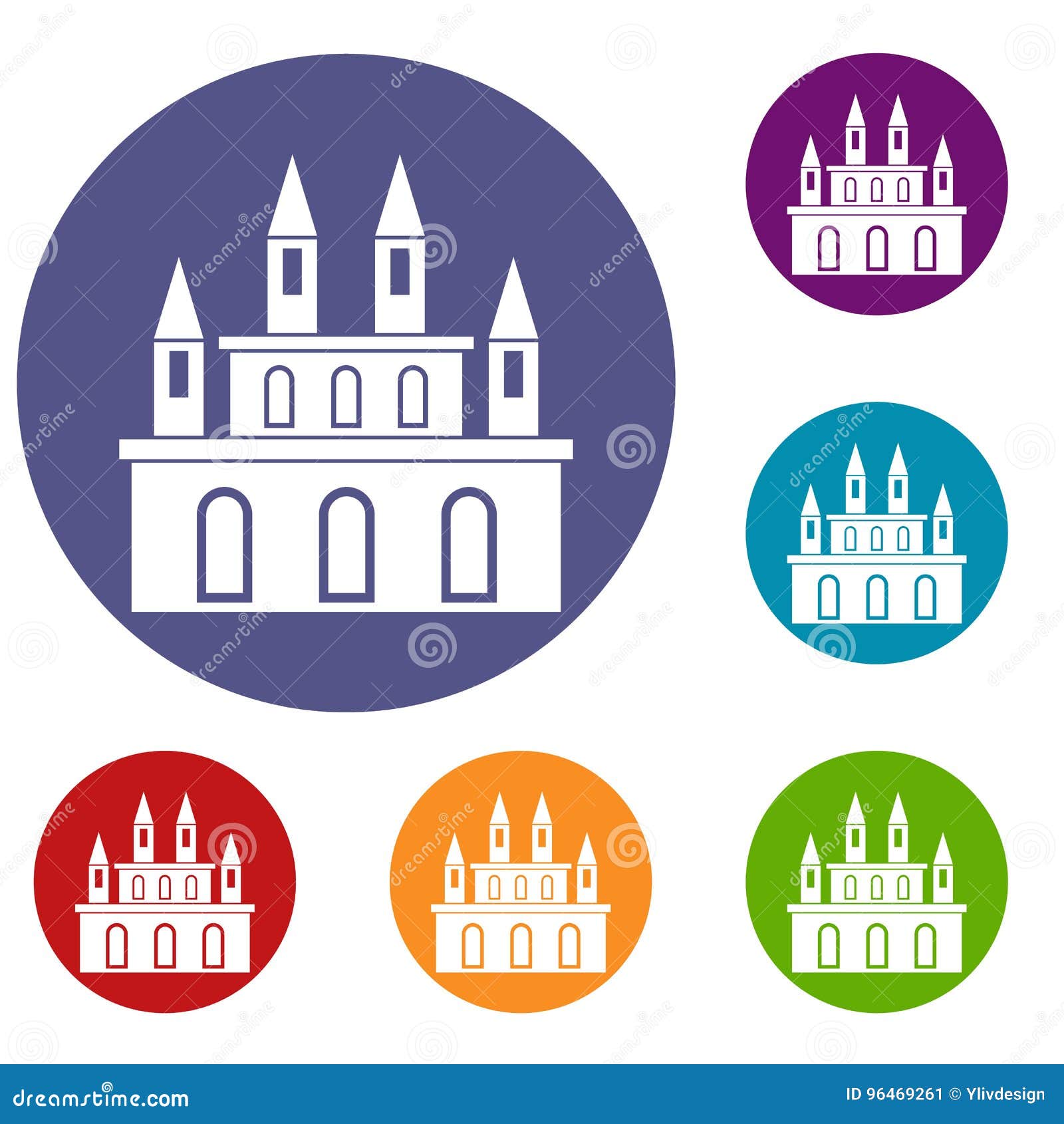 Medieval castle icons set stock vector. Illustration of fantasy - 96469261