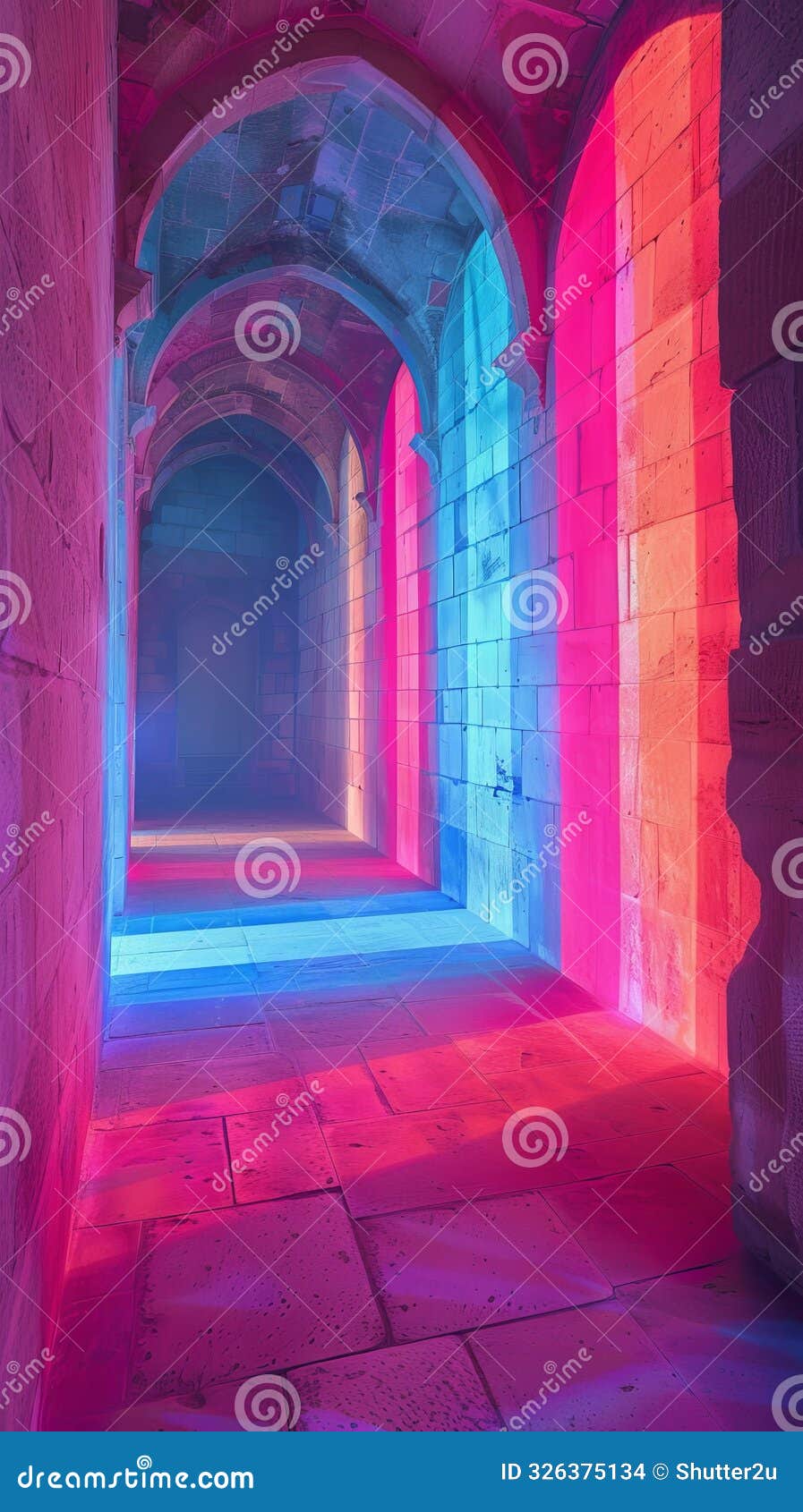 Medieval Castle Infused with Neon Technicolor Stock Illustration ...