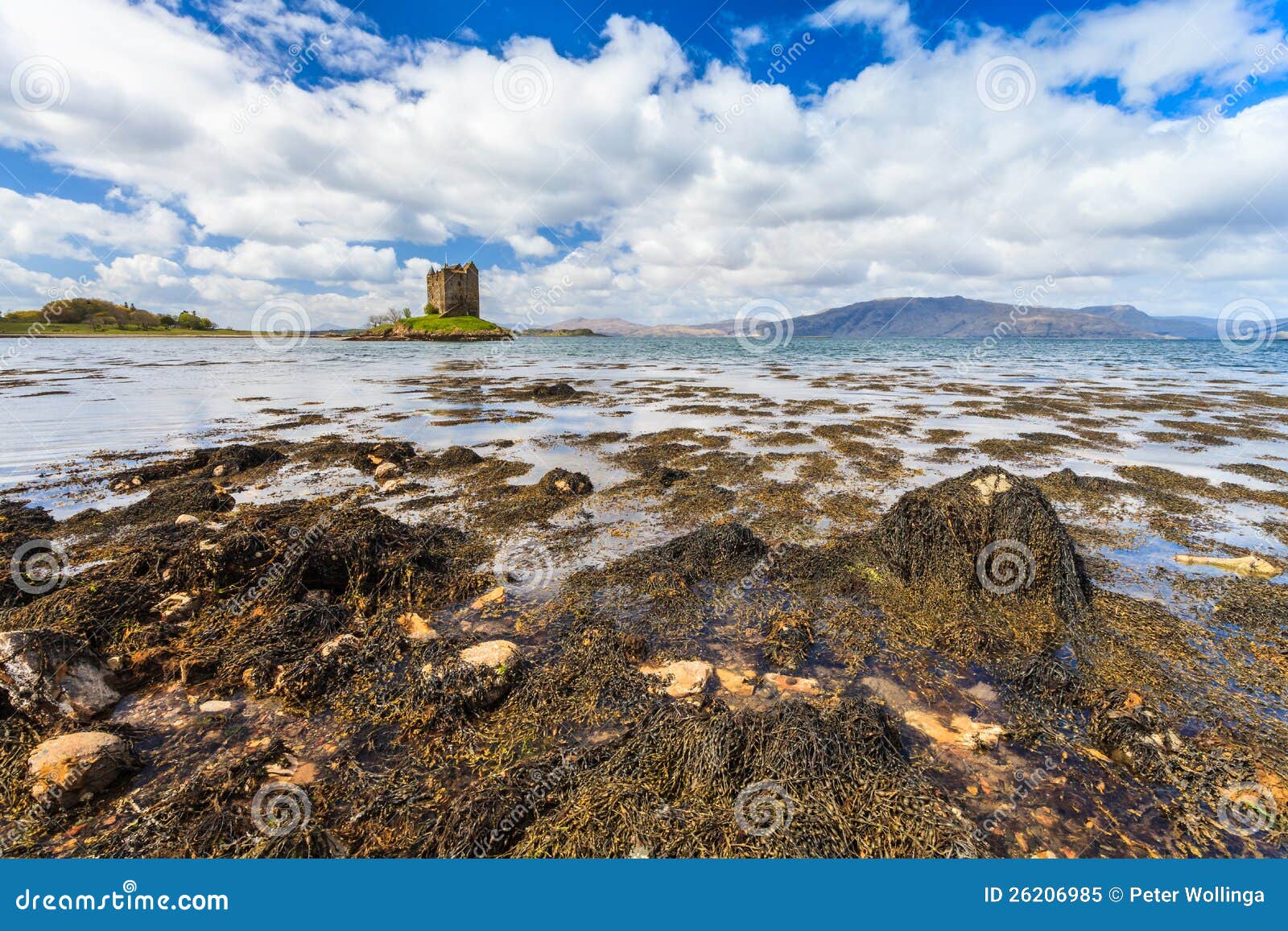 Medieval Castle on a Island Stock Image - Image of clouds, highlands ...