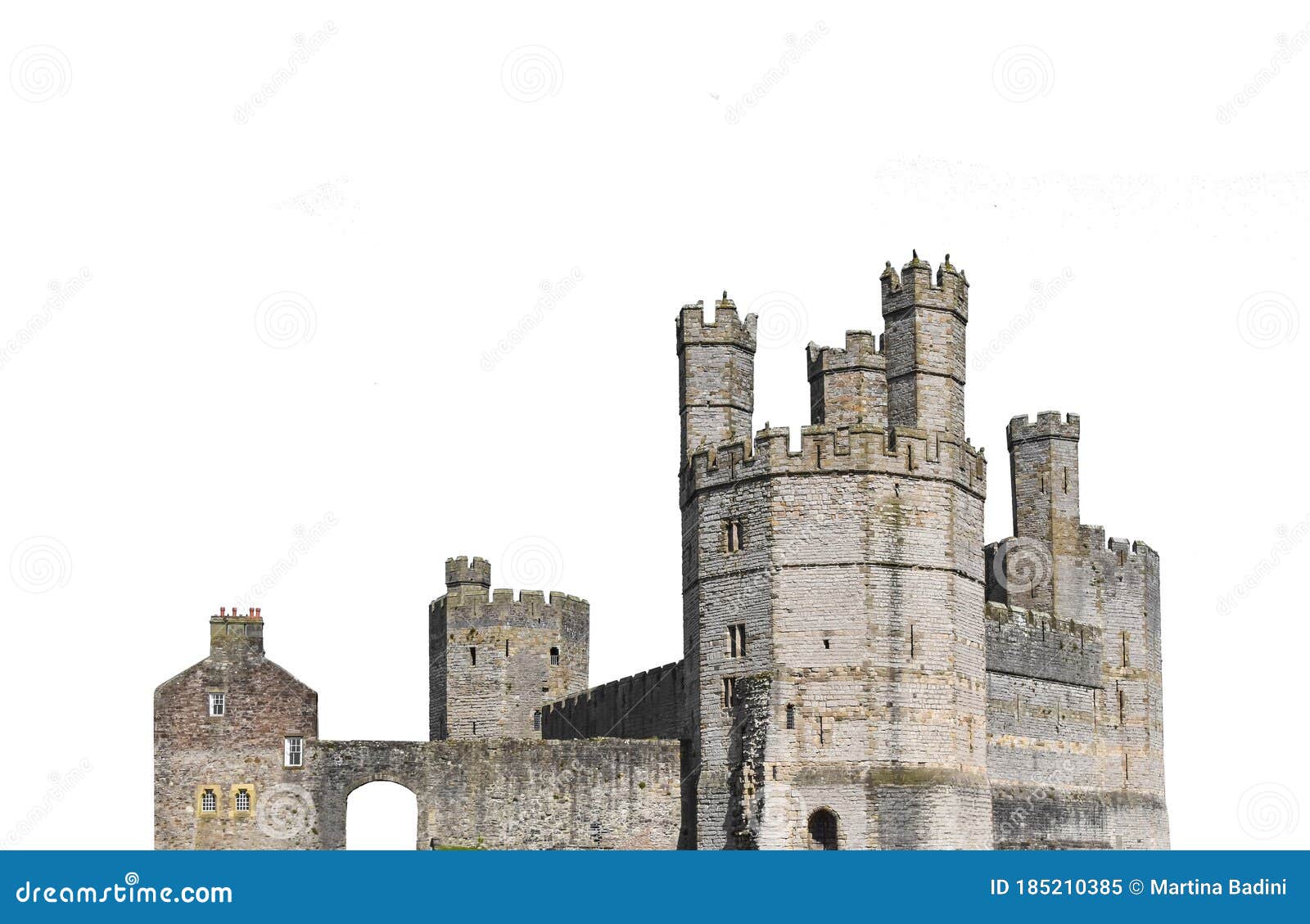 Medieval Castle Isolated on White Background Stock Image - Image of ...