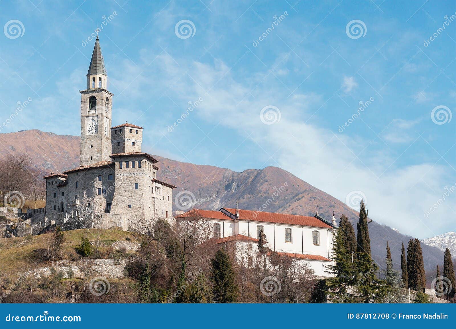 Medieval castle in Italy. stock photo. Image of mountain - 87812708