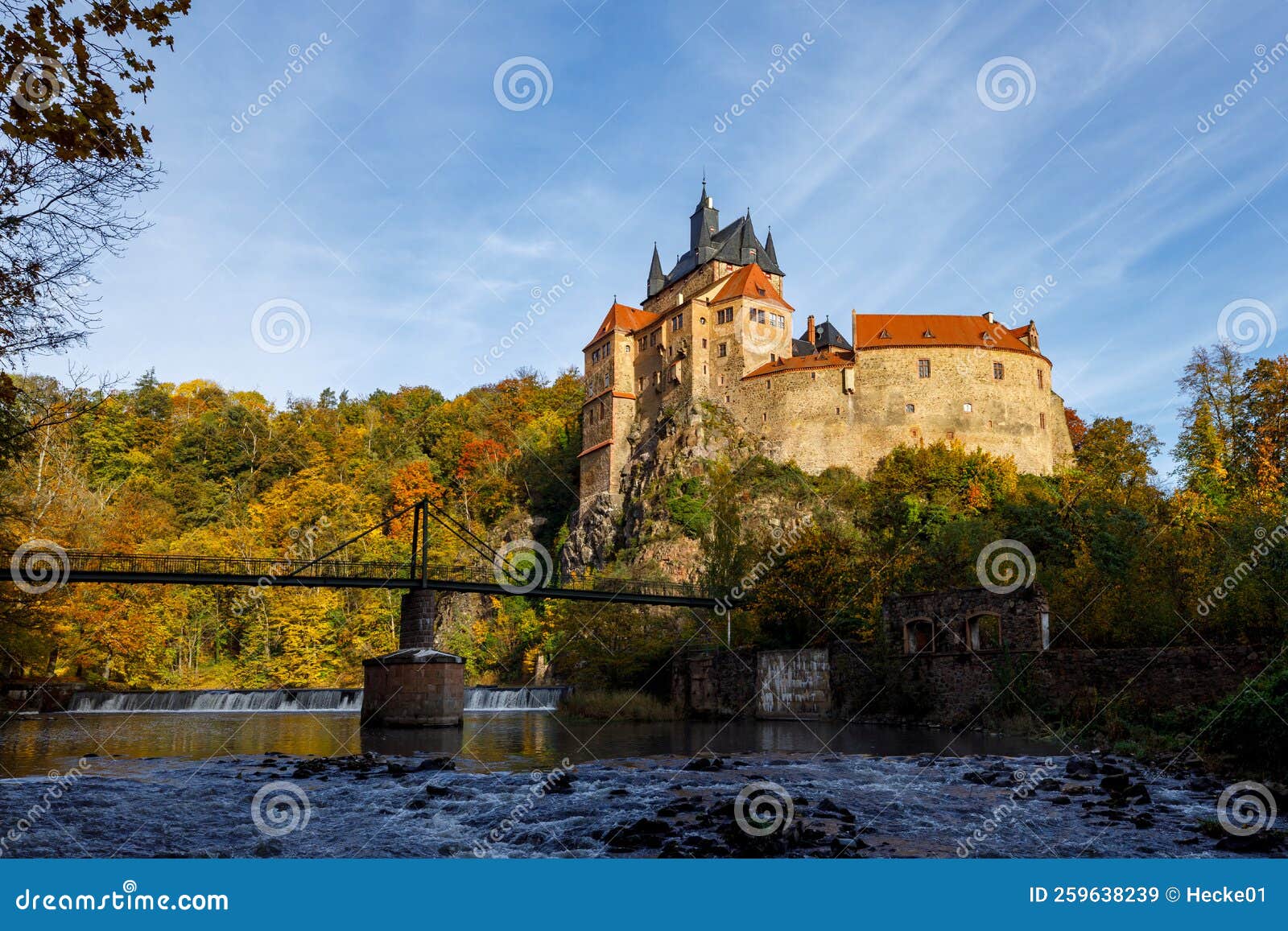 Medieval Castle Kriebstein in Saxony Stock Image - Image of attraction ...