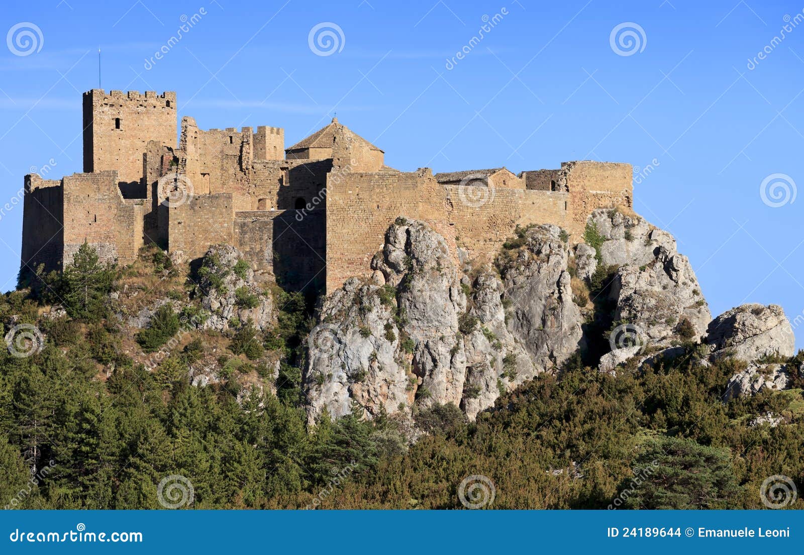 Medieval Castle of Loarre on the Rocks, Spain Stock Photo - Image of ...