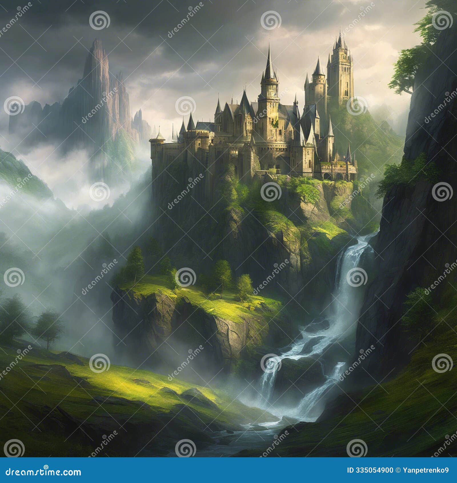 The Medieval Castle is Located on Top of a Hill, Surrounded by Dense ...