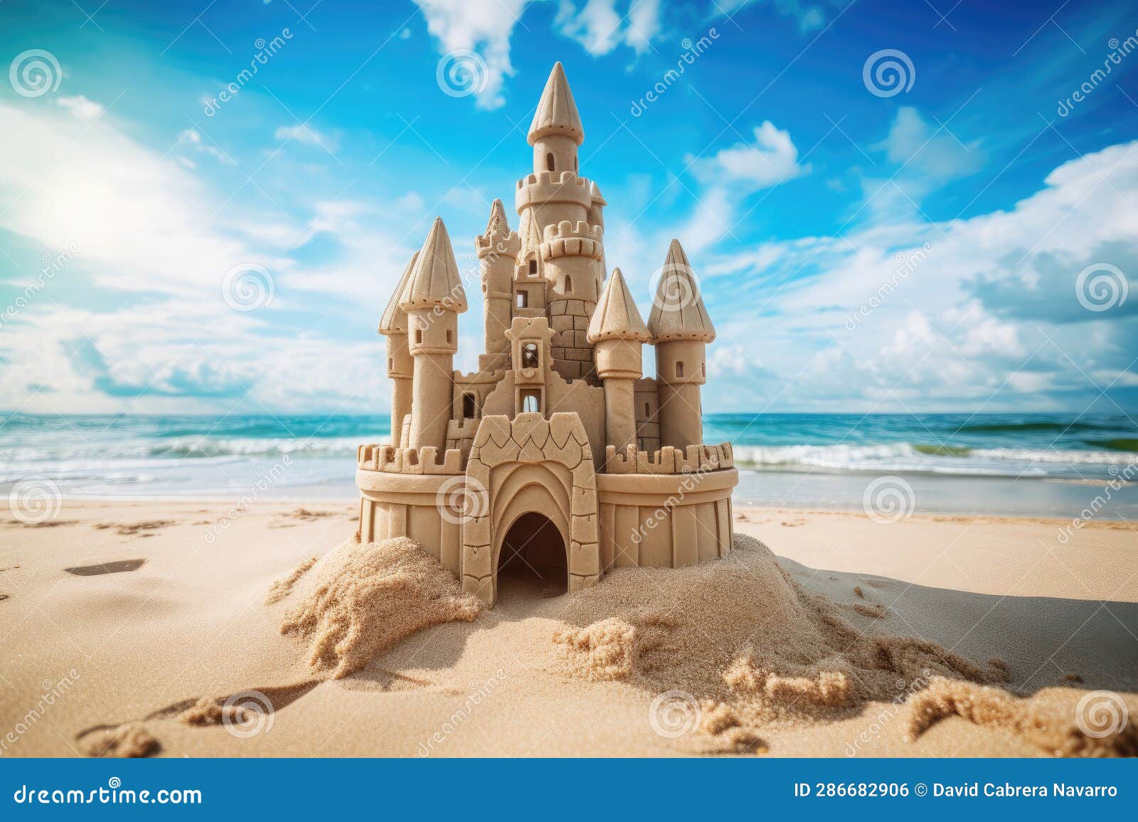 Medieval Castle Made with Sand on the Beach Stock Illustration ...