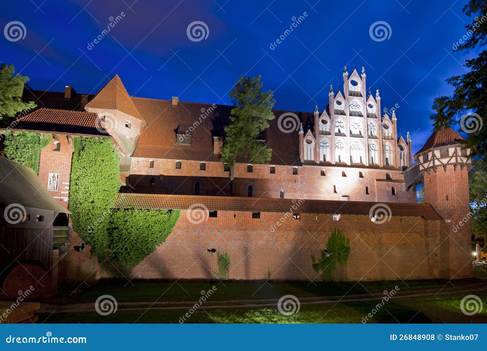 Medieval castle at night stock photo. Image of aged, front - 26848908