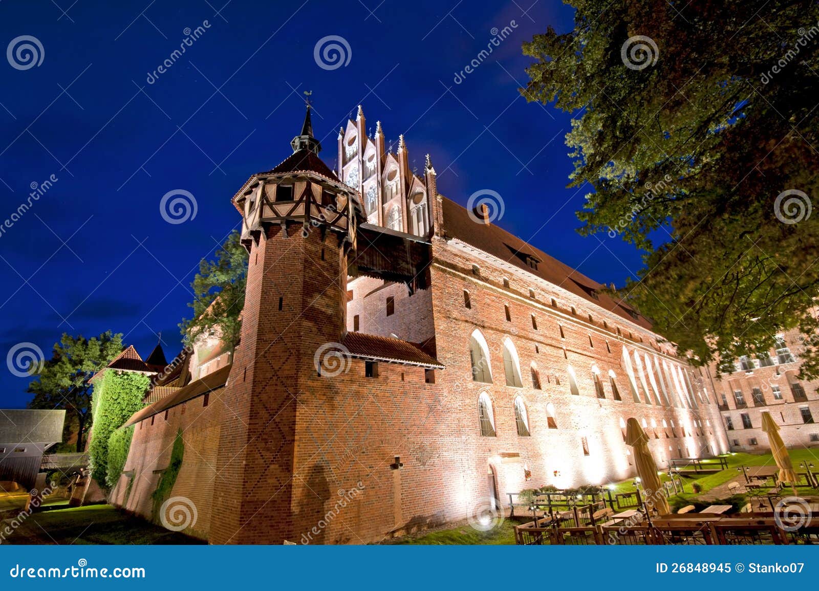 Medieval castle at night stock image. Image of citadel - 26848945