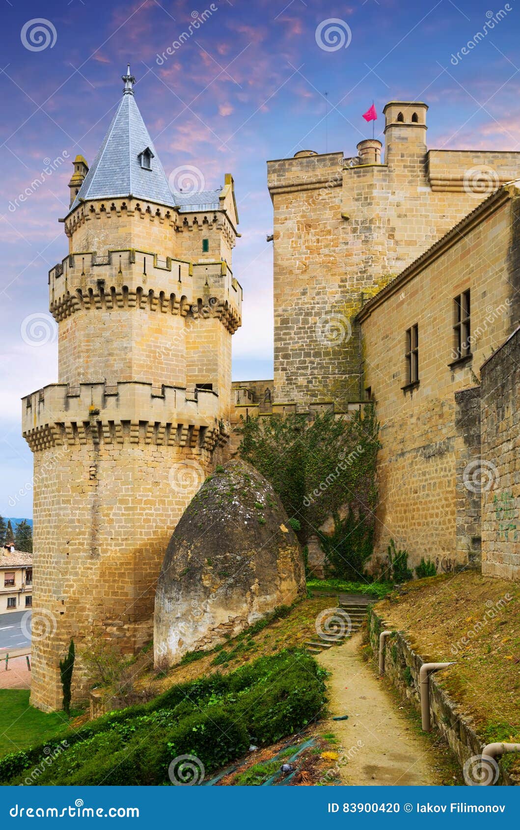 Medieval castle at Olite stock photo. Image of olite - 83900420