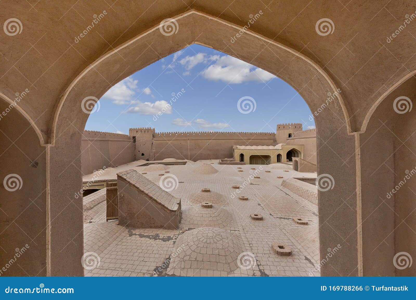 Medieval Castle of Rayen in Kerman, Iran Stock Photo - Image of front ...