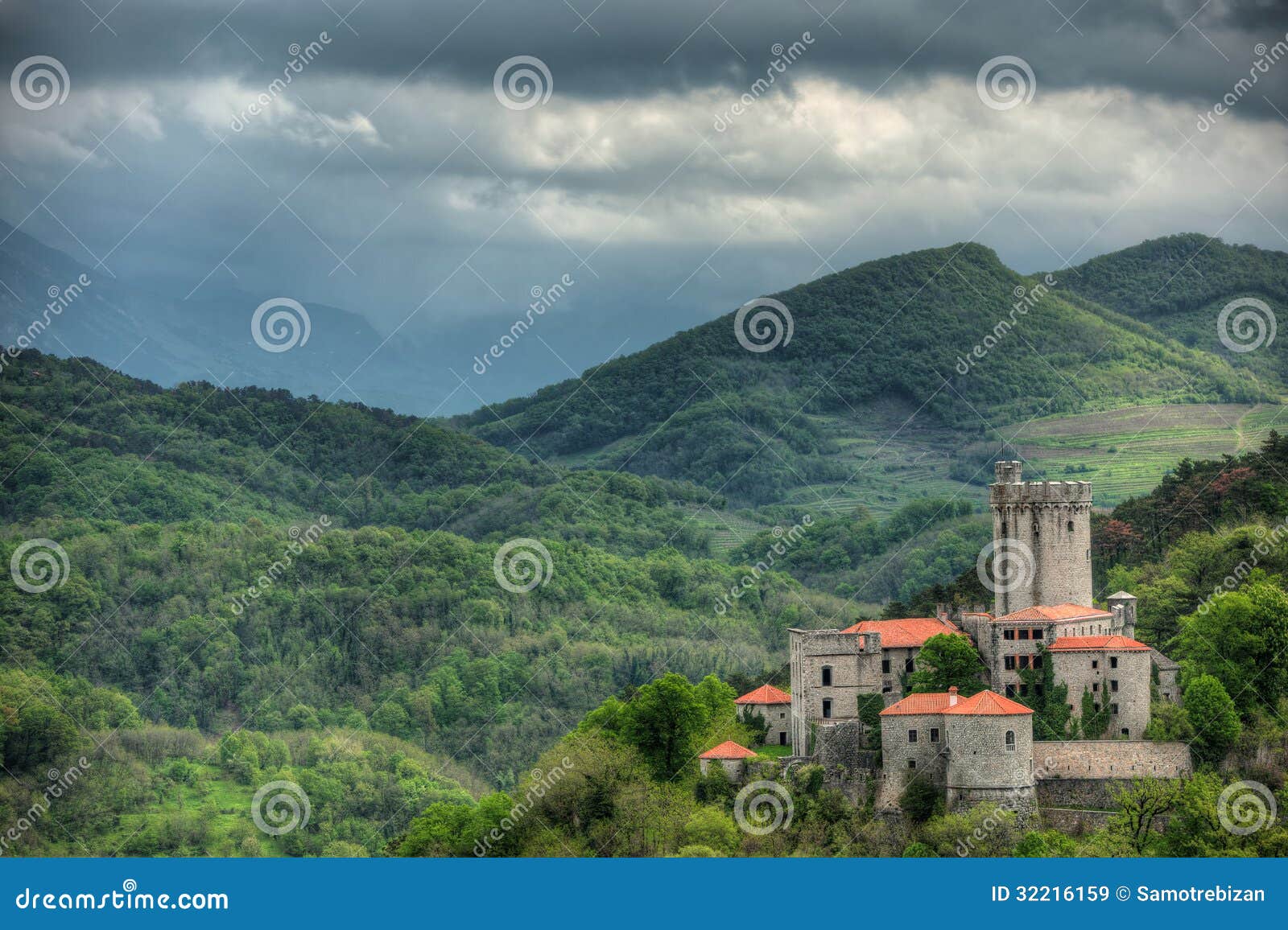 Branik Slovenia Village View Gorica Karst Primorska Region Castle ...