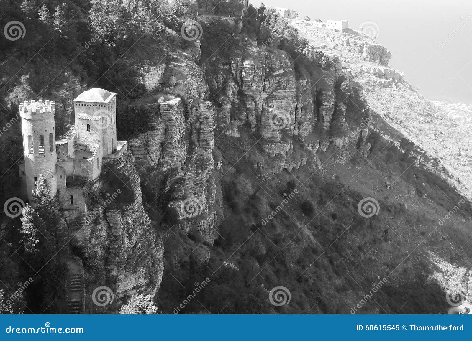 Medieval Castle on Side of Mountain Stock Image - Image of crest ...