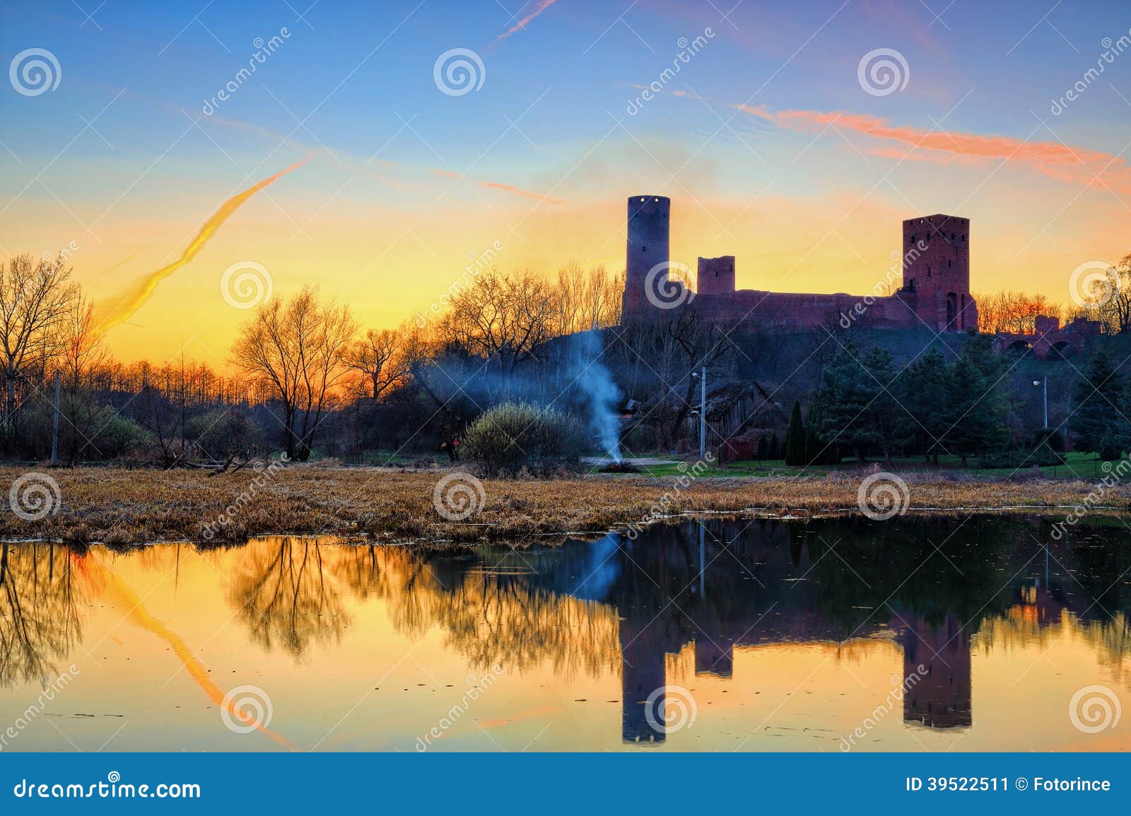 Medieval Castle on Sunset Background Stock Image - Image of beautiful ...