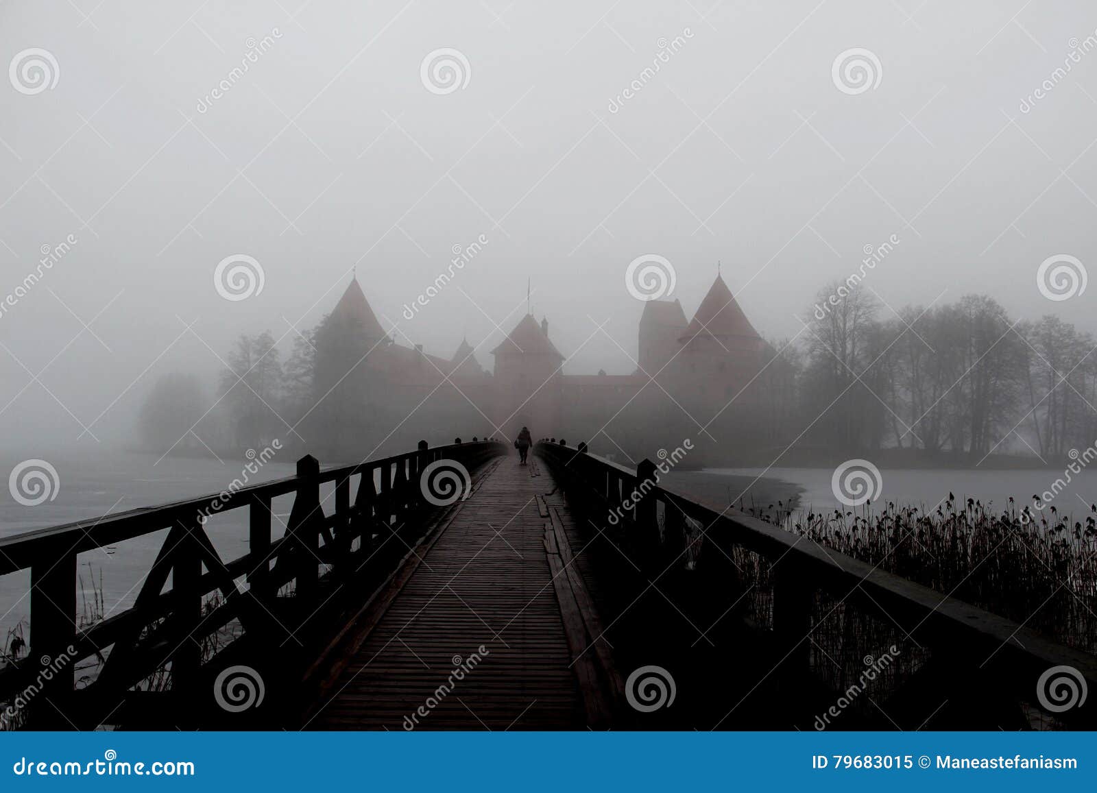 Medieval Castle Surrounded by Fog Stock Image - Image of landscape ...