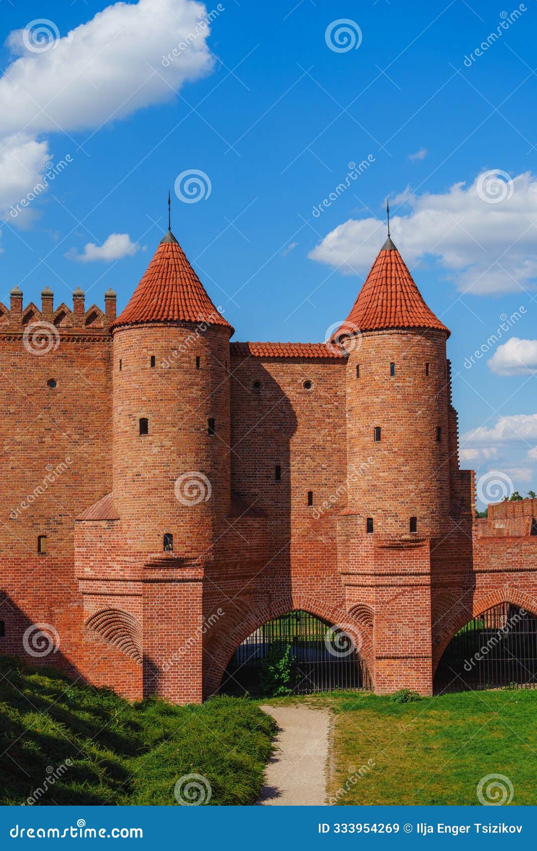 Medieval Castle with Two Towers and a Gate between Them Under Blue Sky ...