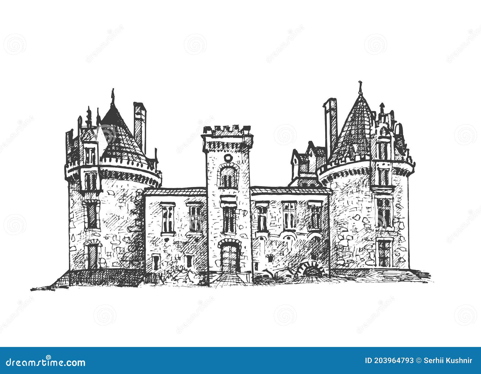 Medieval Castle. Vector Drawing, Sketch Stock Vector - Illustration of ...