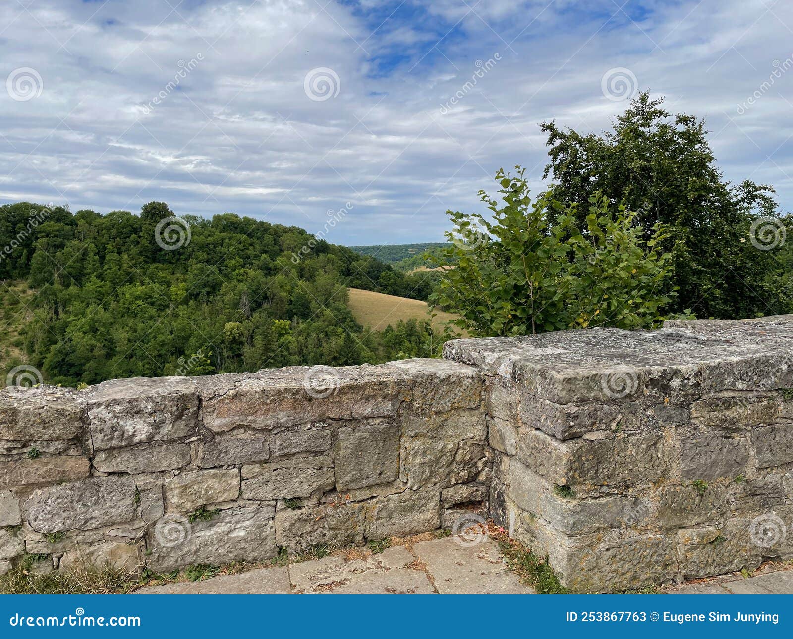 Medieval Castle Walls Overlooking Scenery Stock Image - Image of ...