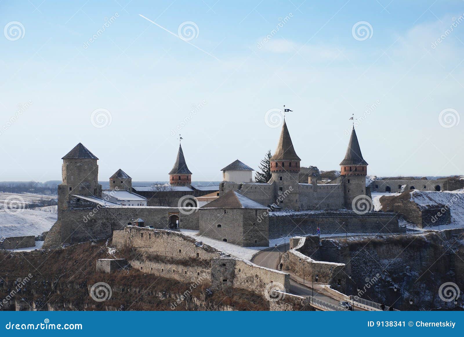 Medieval castle in winter stock image. Image of ukraine - 9138341