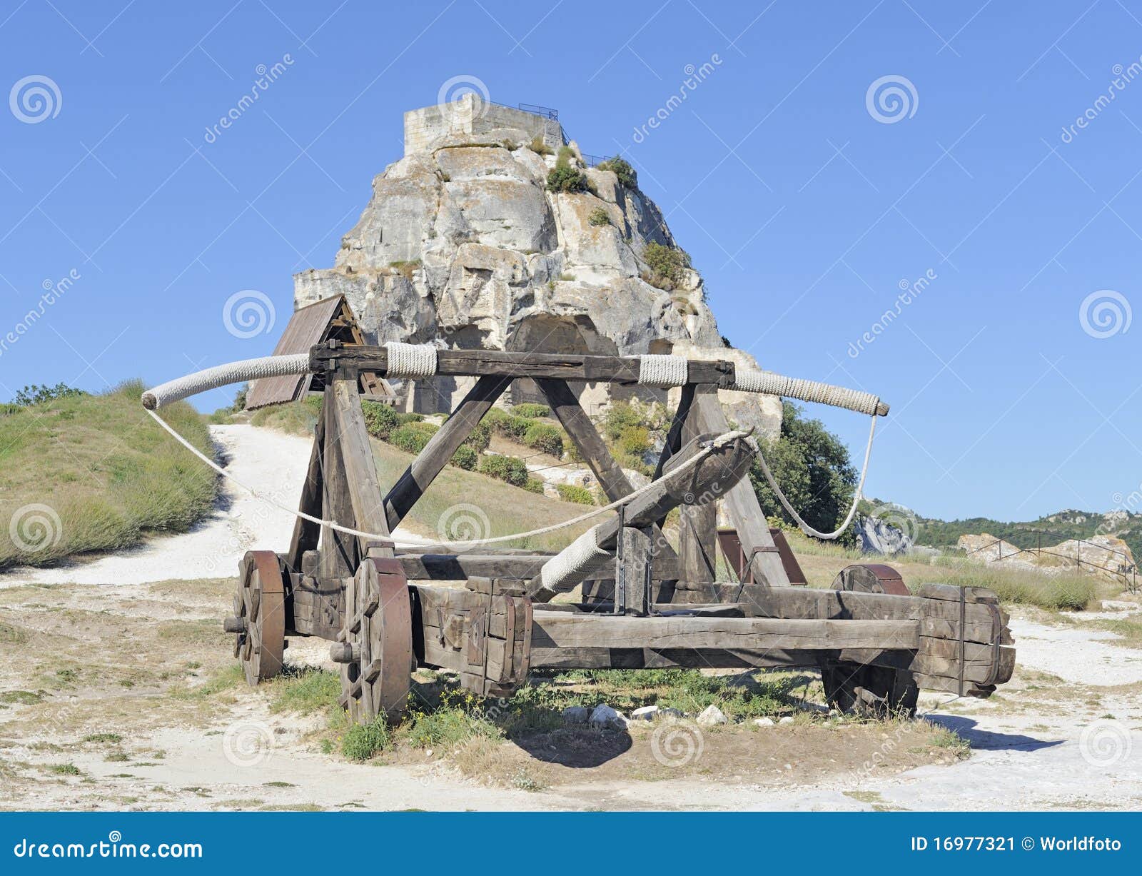 Medieval Catapult in Front of Hilltop Castle Stock Image - Image of ...