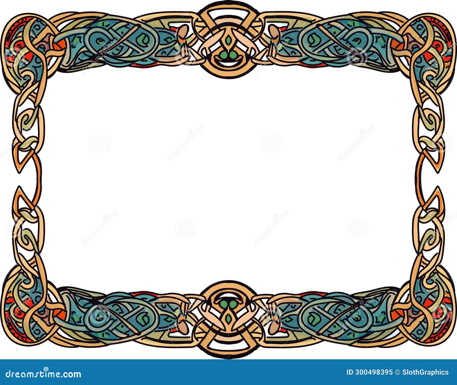 Medieval Style Knotwork Border, Frame, Multicolor, Celtic Stock Image ...