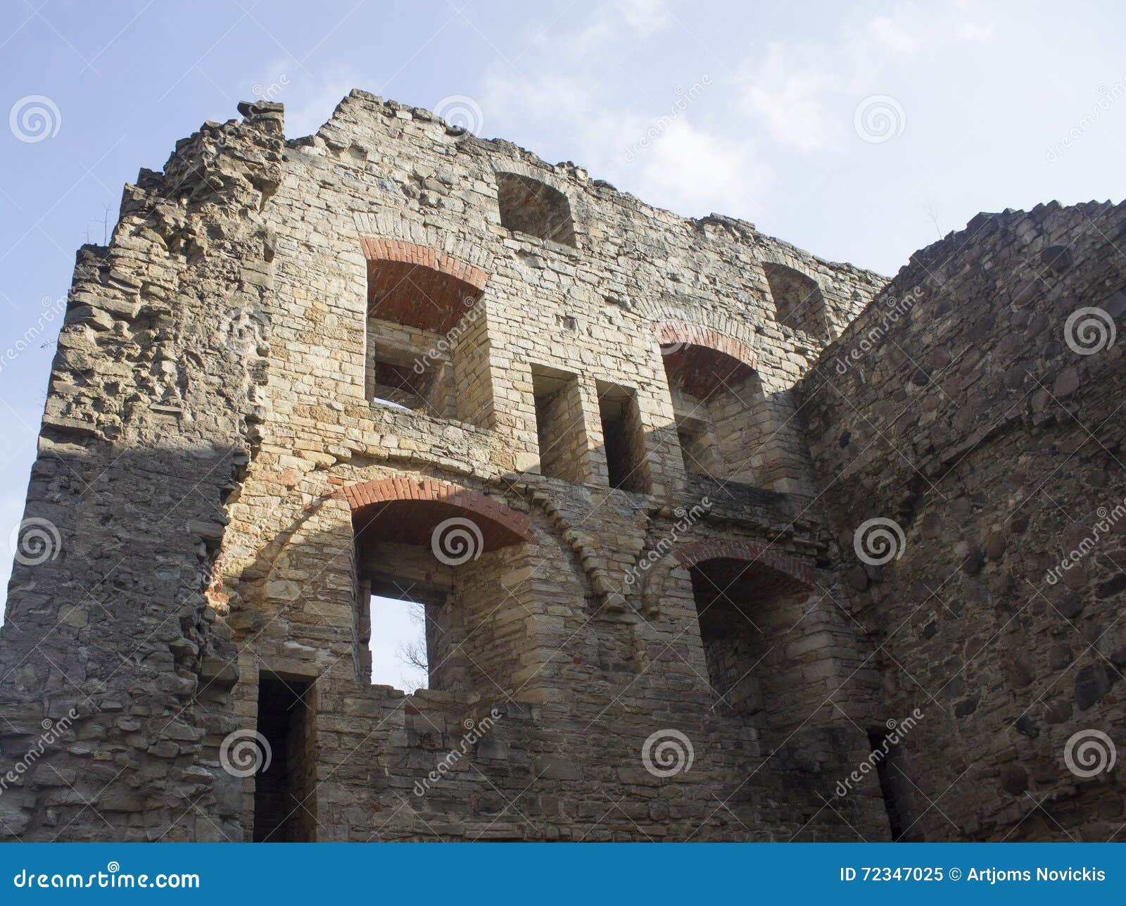 Medieval Cesis Castle stock image. Image of hill, bridge - 72347025